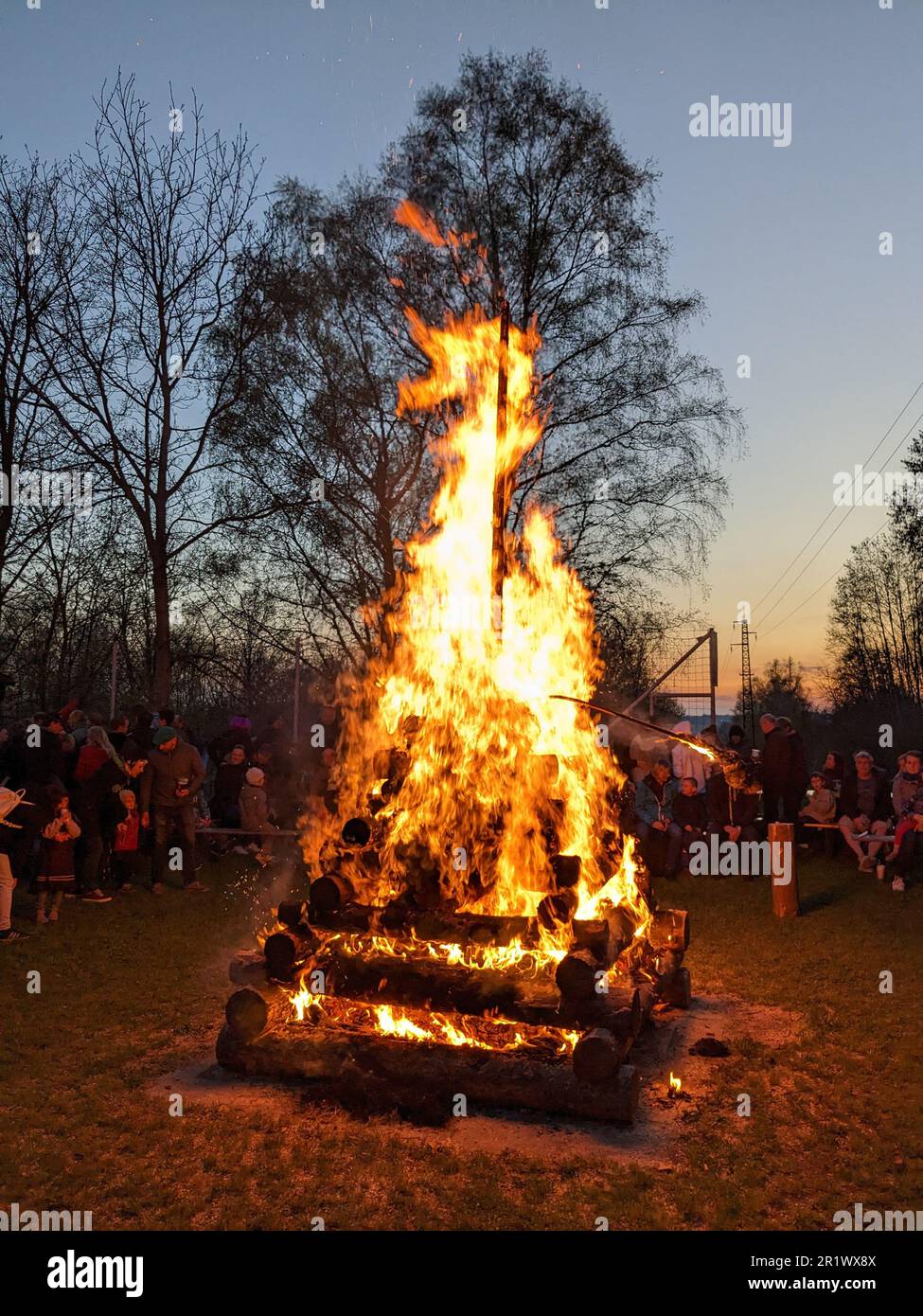 old custom of burning witches in Czech Republic with a huge pile of ...