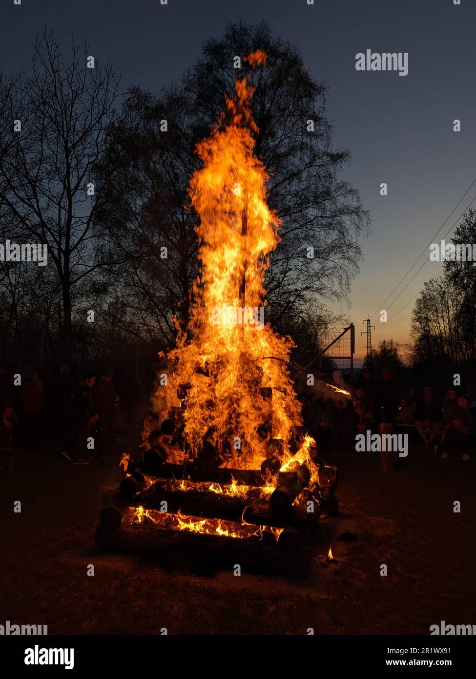 old custom of burning witches in Czech Republic with a huge pile of ...