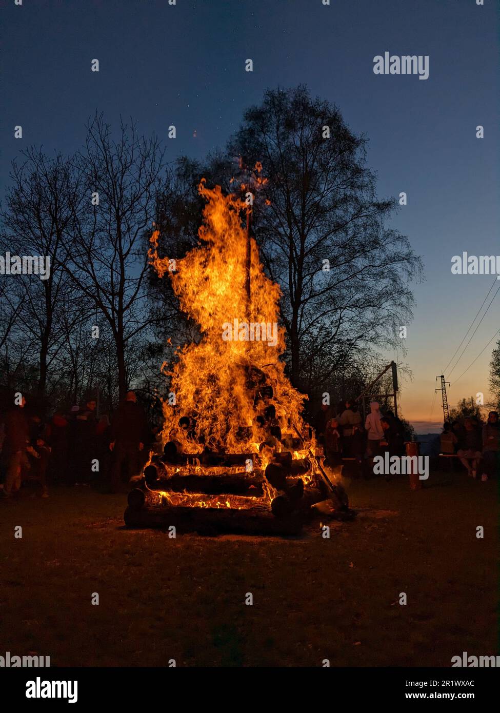 old custom of burning witches in Czech Republic with a huge pile of ...