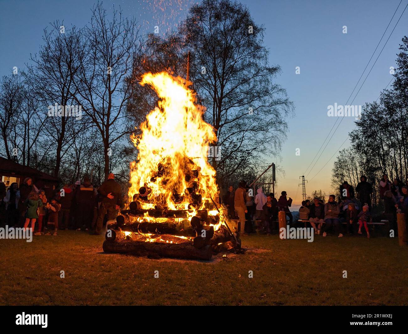 old custom of burning witches in Czech Republic with a huge pile of ...