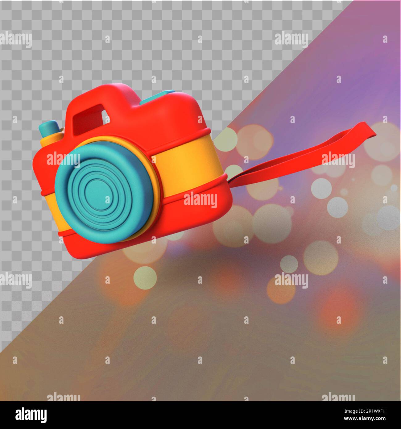 Red camera toys flying on transparent Stock Photo - Alamy