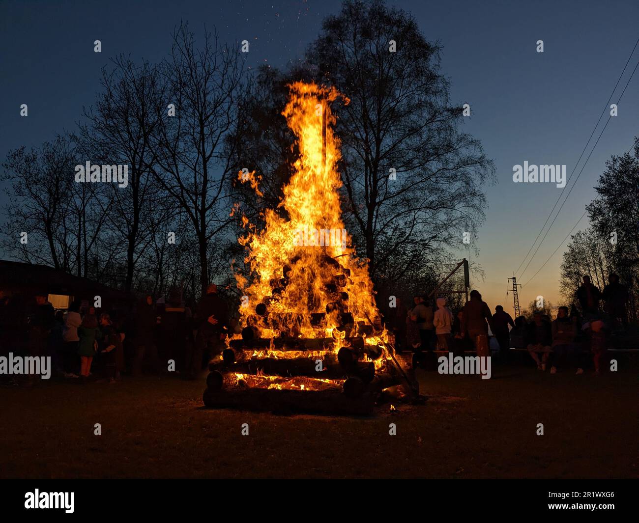 old custom of burning witches in Czech Republic with a huge pile of ...