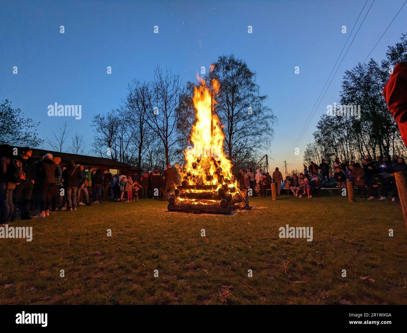 old custom of burning witches in Czech Republic with a huge pile of ...