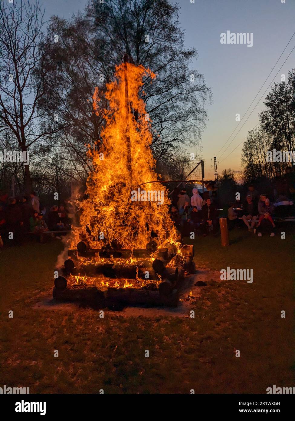old custom of burning witches in Czech Republic with a huge pile of ...