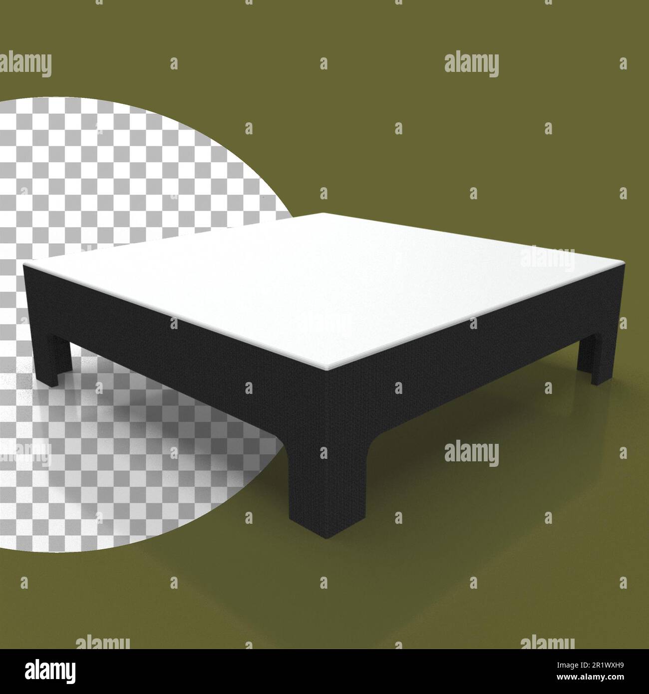 Perspective view low wooden coffee table on transparent background ...