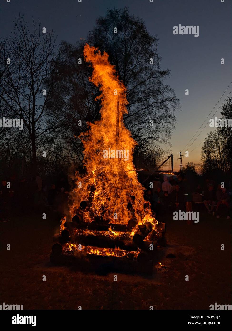 old custom of burning witches in Czech Republic with a huge pile of ...