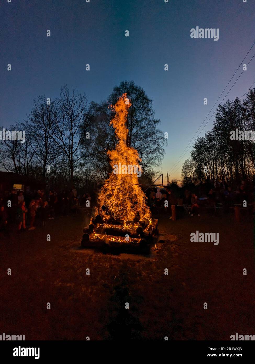 old custom of burning witches in Czech Republic with a huge pile of ...
