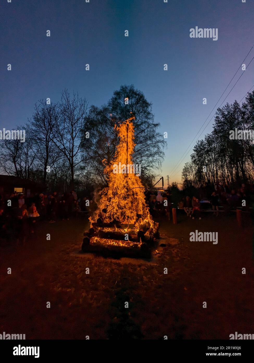 old custom of burning witches in Czech Republic with a huge pile of ...