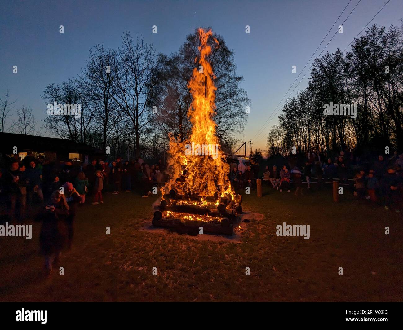 old custom of burning witches in Czech Republic with a huge pile of ...