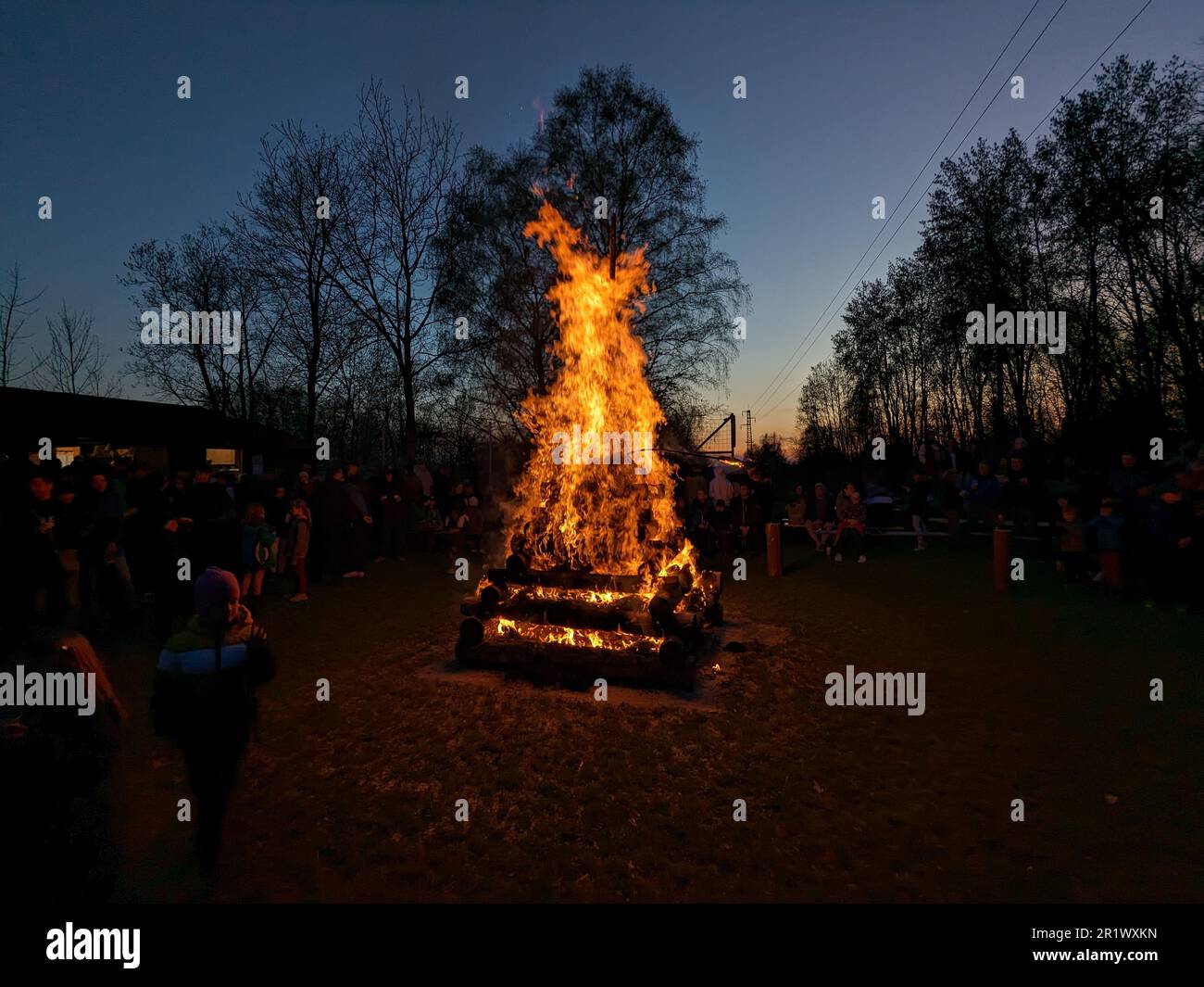 old custom of burning witches in Czech Republic with a huge pile of ...