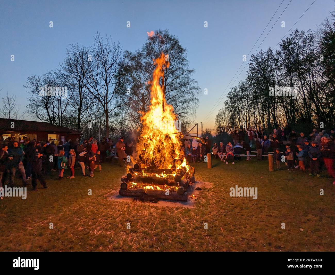 old custom of burning witches in Czech Republic with a huge pile of ...