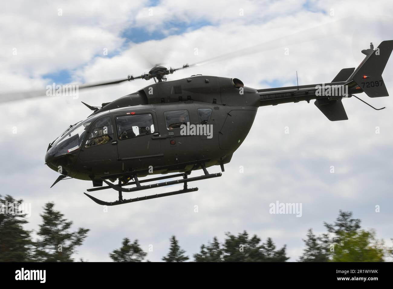 A U.S. Army UH-72A Lakota helicopter carrying Dr. Florian Herrmann ...