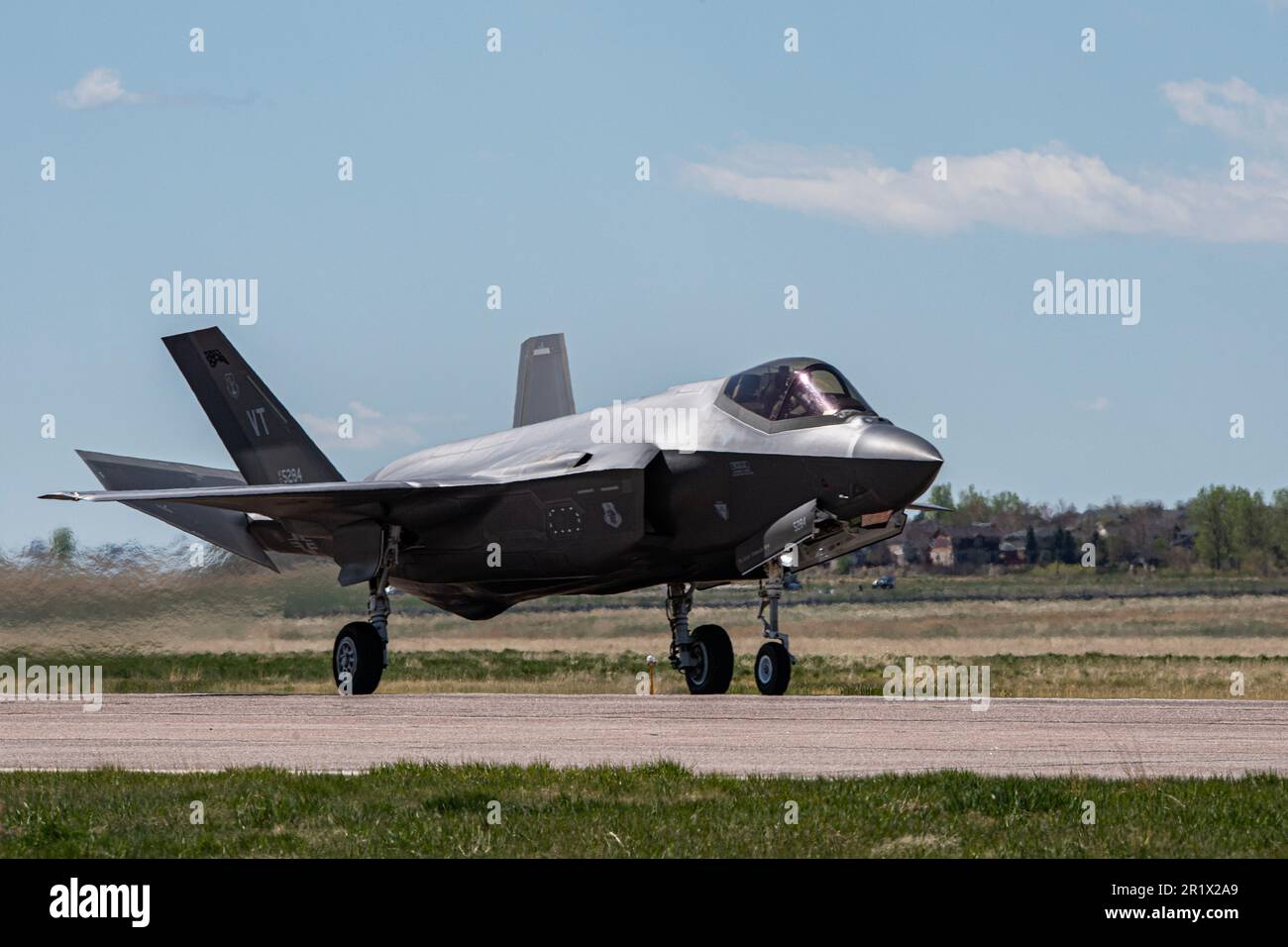 A U.S. Air Force F-35A Lightning II lands at at Buckley Air Force Base ...