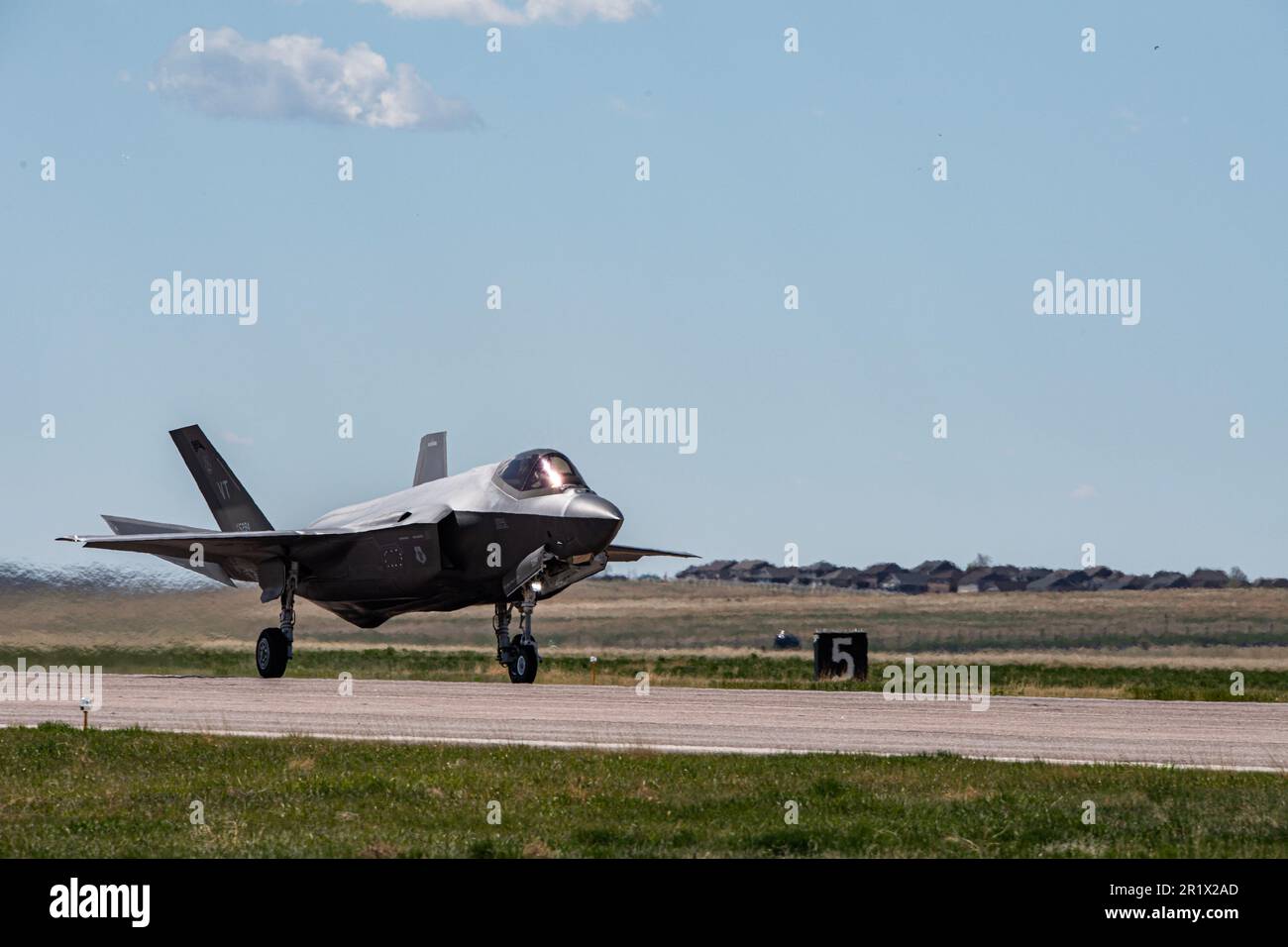 A U.S. Air Force F-35A Lightning II lands at at Buckley Air Force Base ...