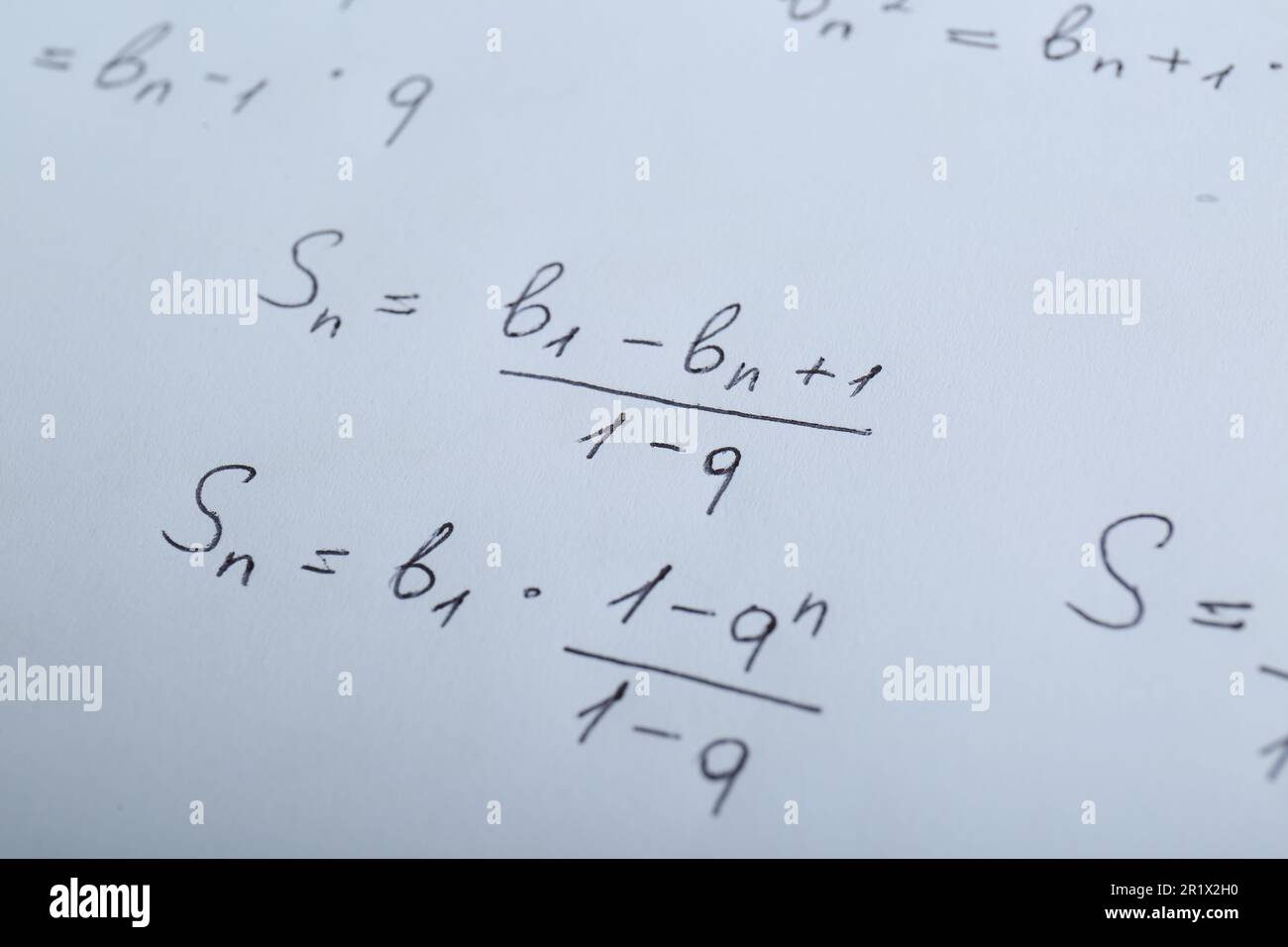 Sheet of paper with different mathematical formulas, closeup Stock ...