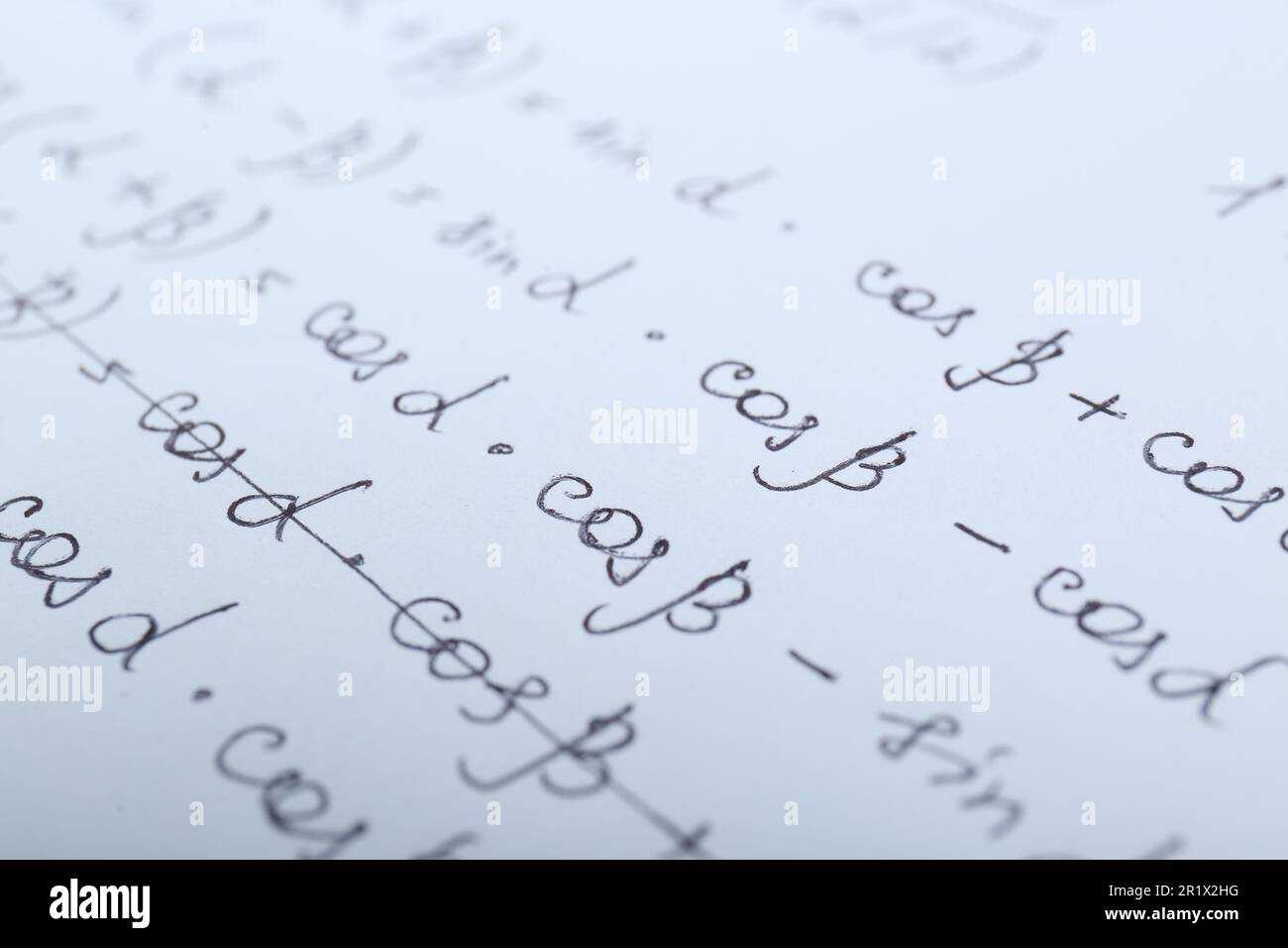 Sheet of paper with different mathematical formulas, closeup Stock ...