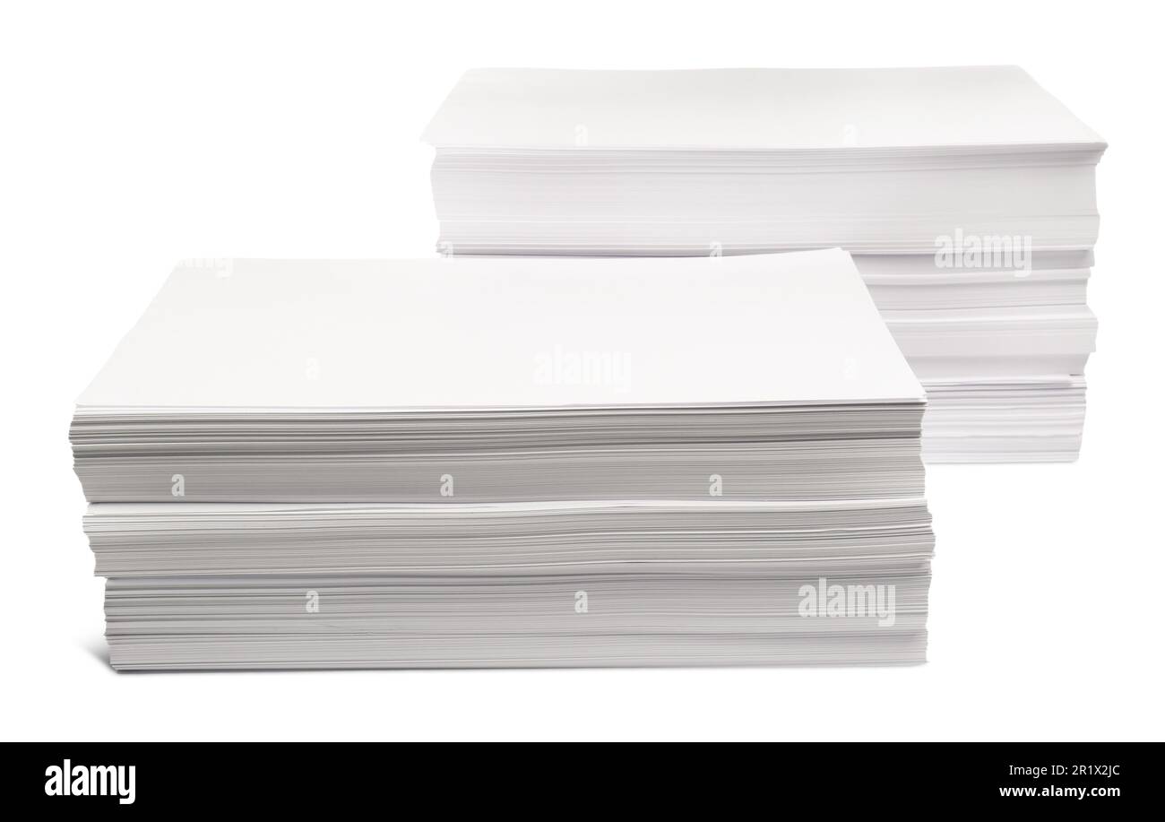 Stacks of paper sheets on white background Stock Photo - Alamy