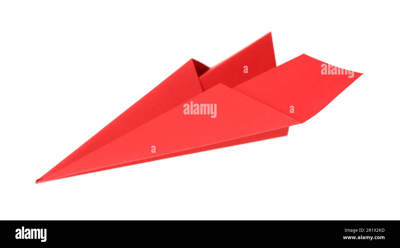 Handmade red paper plane isolated on white Stock Photo - Alamy