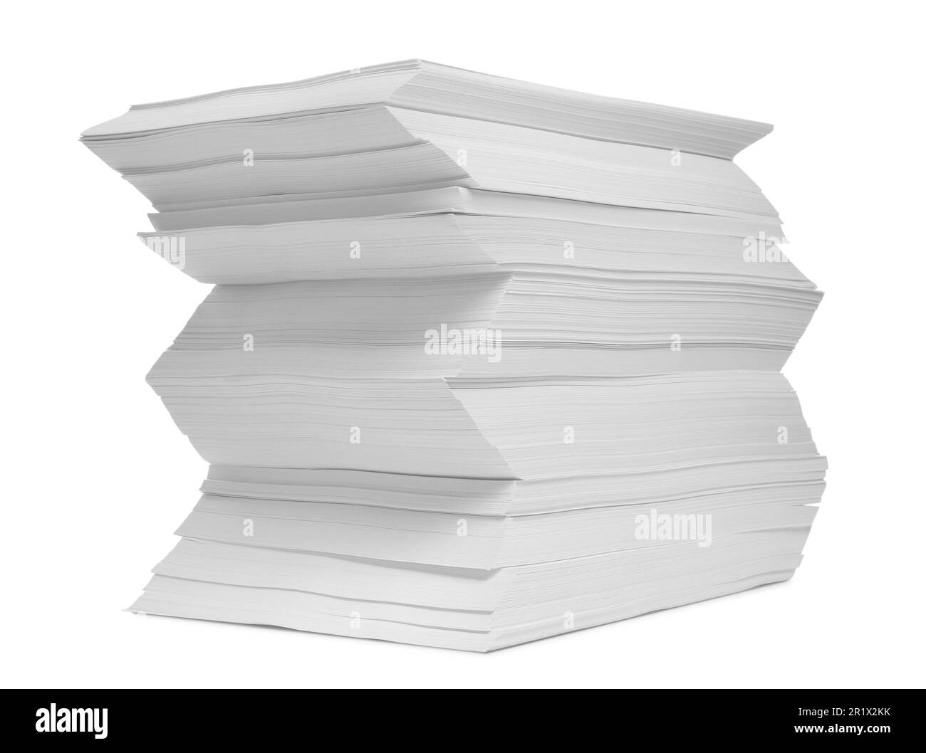 Pile of white paper sheets isolated Black and White Stock Photos ...