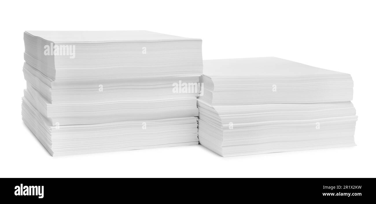 Stack recycled white paper paper Black and White Stock Photos & Images ...