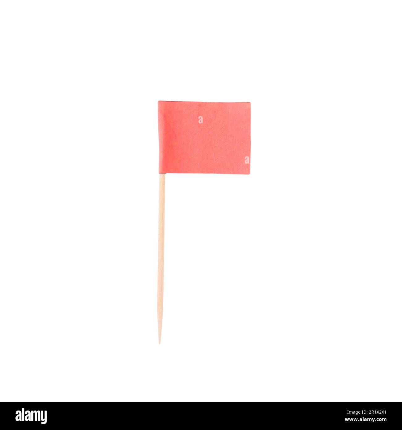 Small red paper flag isolated on white Stock Photo - Alamy