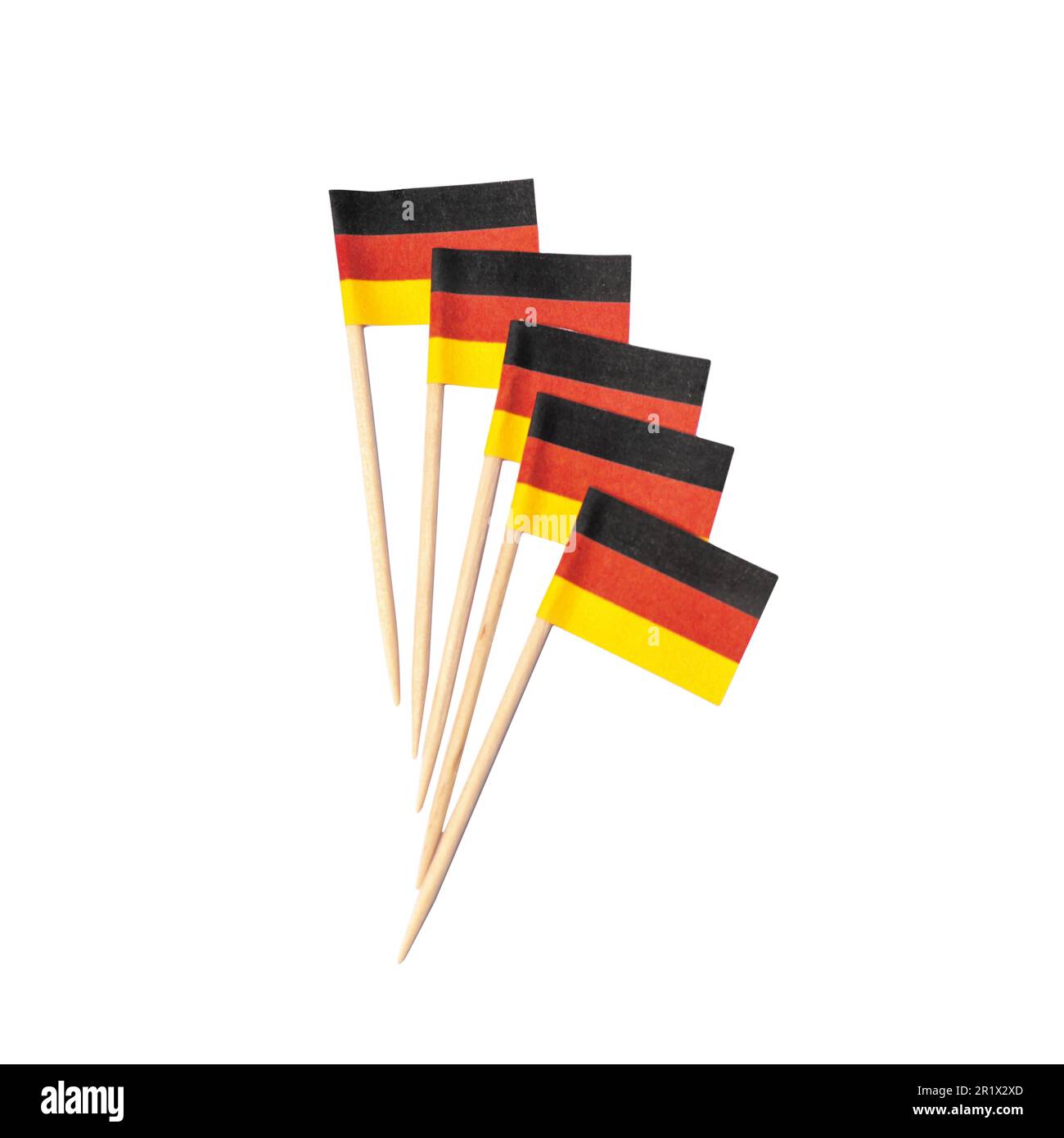 Small paper flags of Germany on white background, top view Stock Photo ...