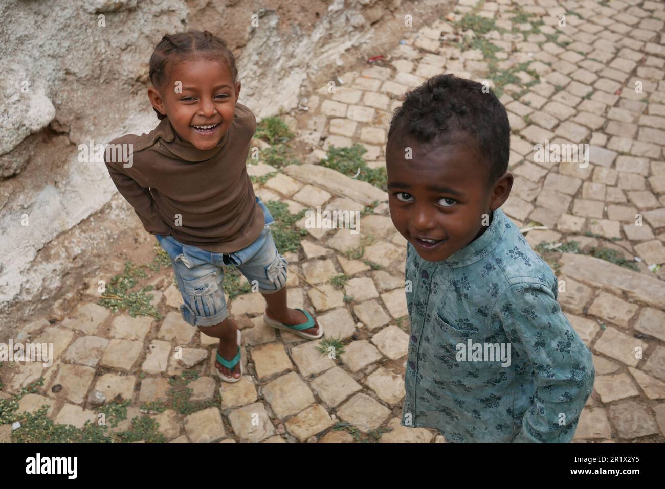 Harar, Ethiopia â€“ 11.03.2022: Young harari children playing in the ...