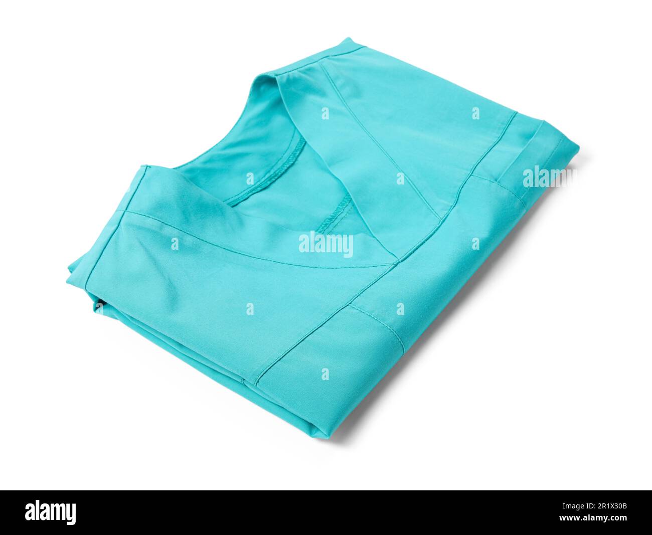 Clean turquoise medical uniform isolated on white Stock Photo - Alamy