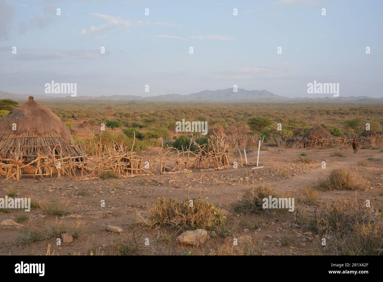Hamar tribe village in the wilds of Omo Valley, Ethiopia Stock Photo ...