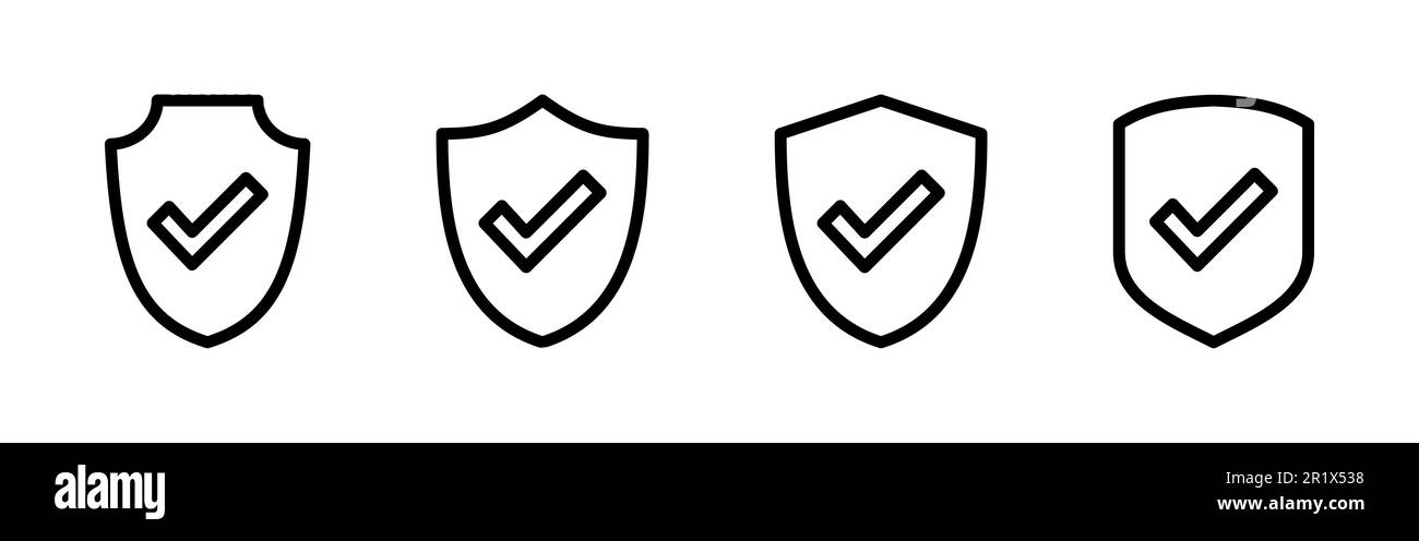 Shield check mark icon vector. Protection approve sign. Safe icon ...