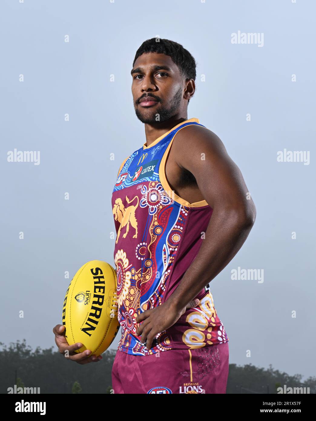 Keidean Coleman from the Brisbane Lions is seen wearing the 2023 ...