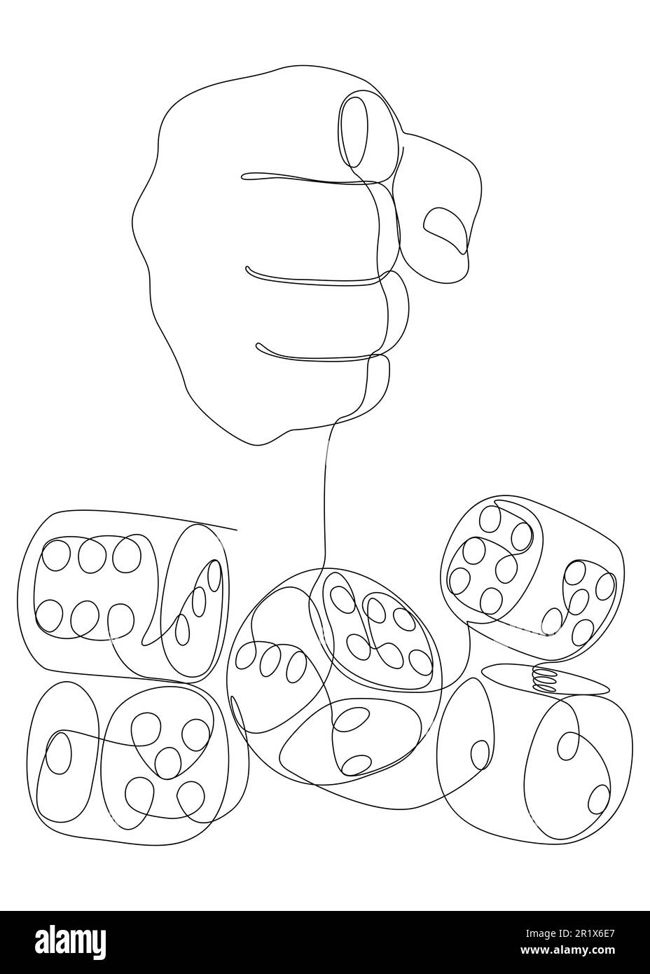 One continuous line of hand with dice. Thin Line Illustration vector ...