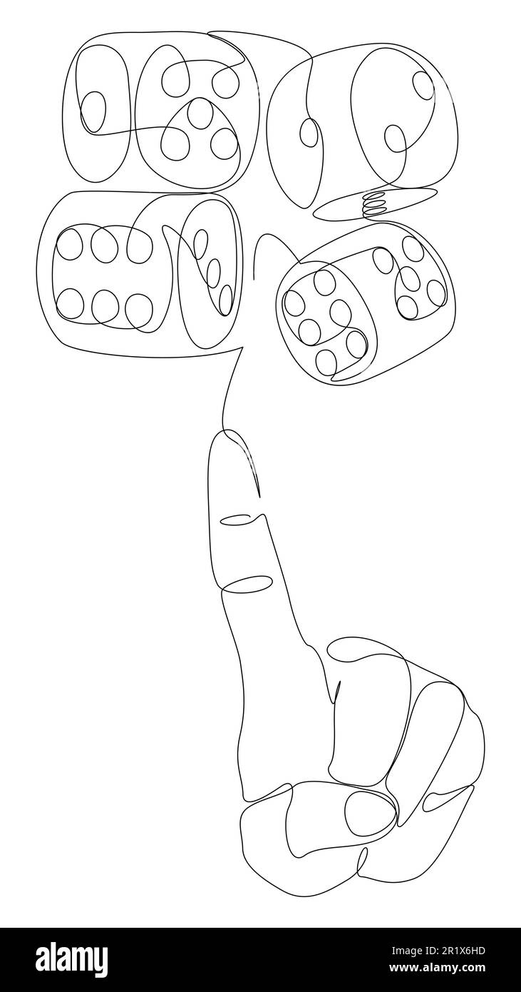 One continuous line of hand with dice. Thin Line Illustration vector ...