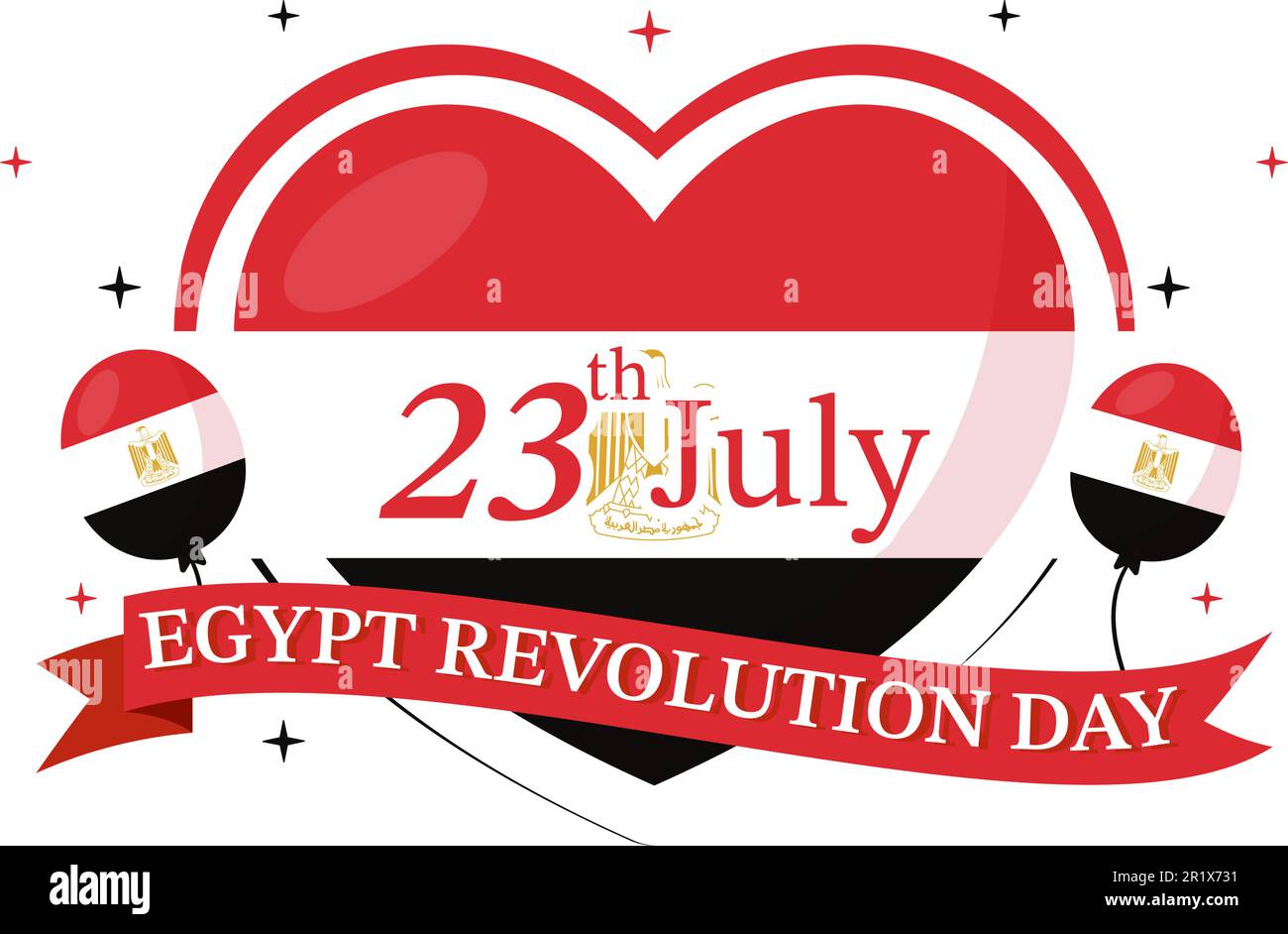Egypt Revolution Day Vector Illustration on July 23 with Waving Flag ...