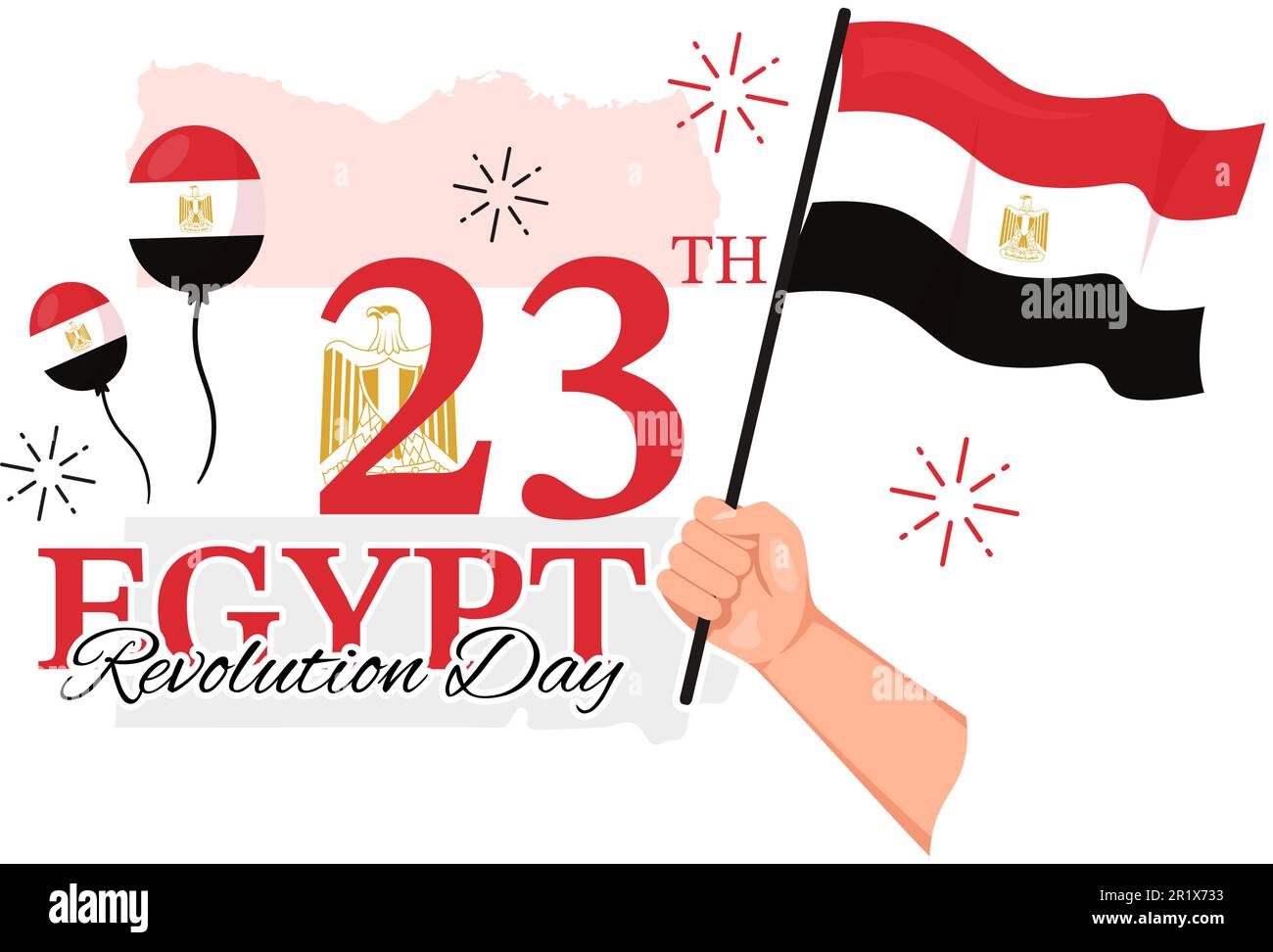 Egypt Revolution Day Vector Illustration on July 23 with Waving Flag ...
