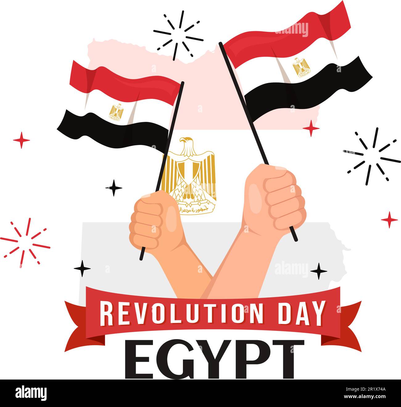 Egypt Revolution Day Vector Illustration on July 23 with Waving Flag ...