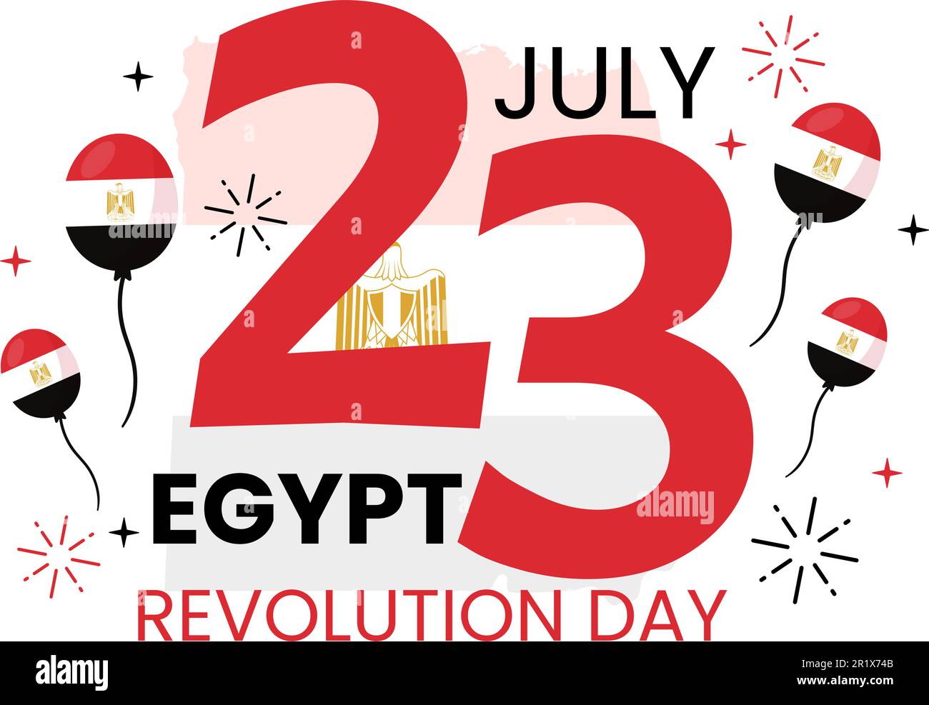 Egypt Revolution Day Vector Illustration on July 23 with Waving Flag ...