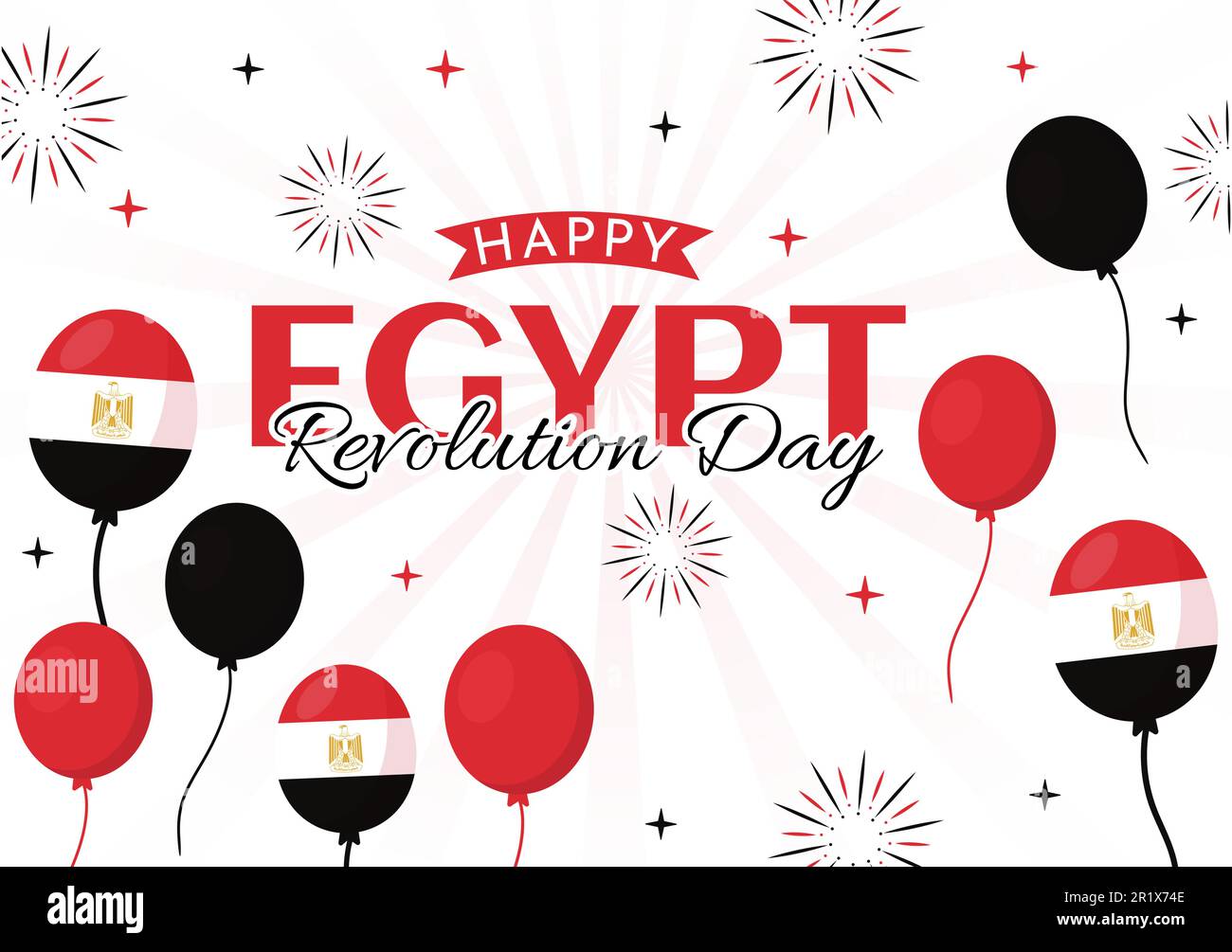 Egypt Revolution Day Vector Illustration on July 23 with Waving Flag ...