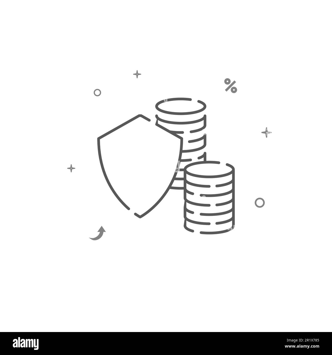 The deposit is protected, coin stack with shield simple vector line ...