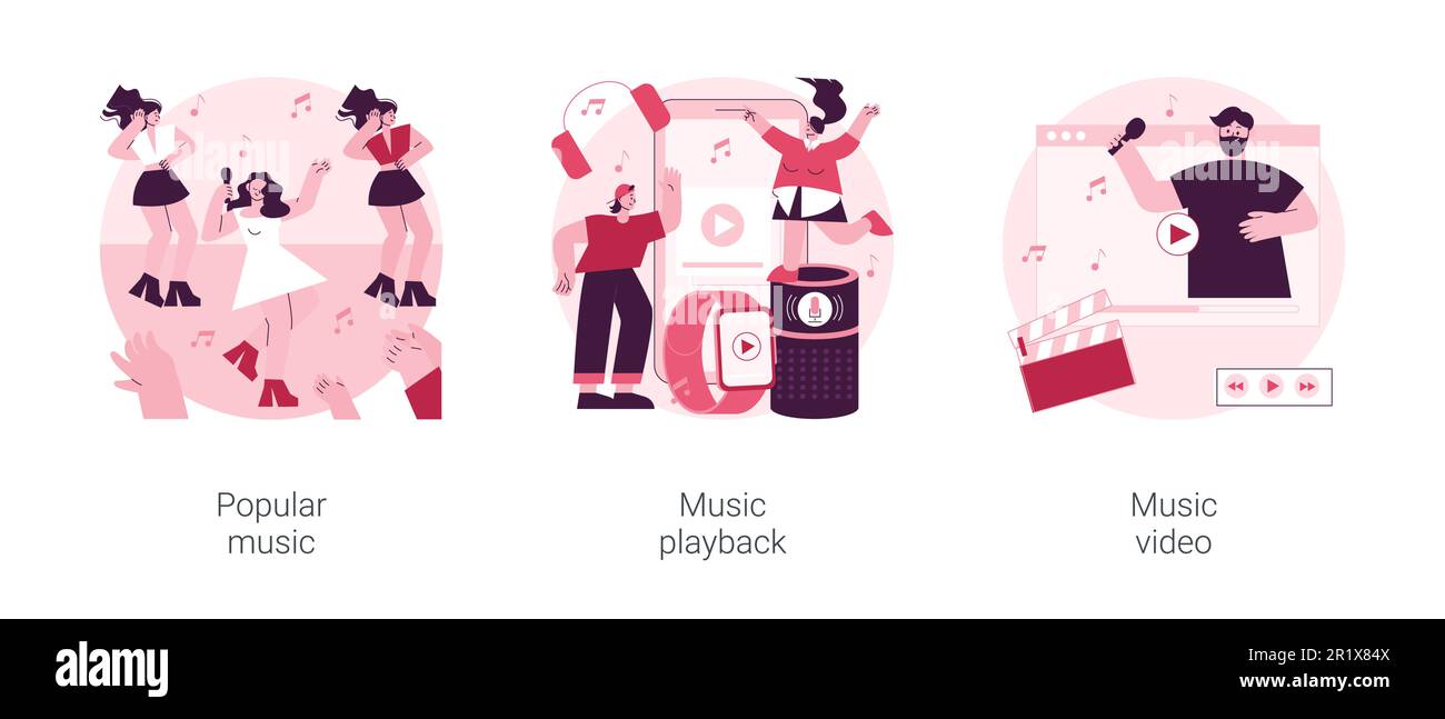 Pop culture abstract concept vector illustration set. Popular music ...