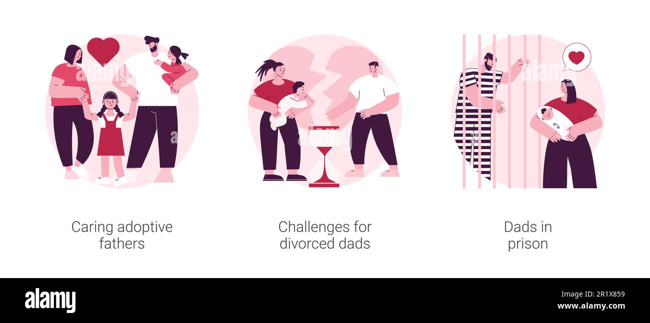 Father in kids life abstract concept vector illustration set. Caring ...