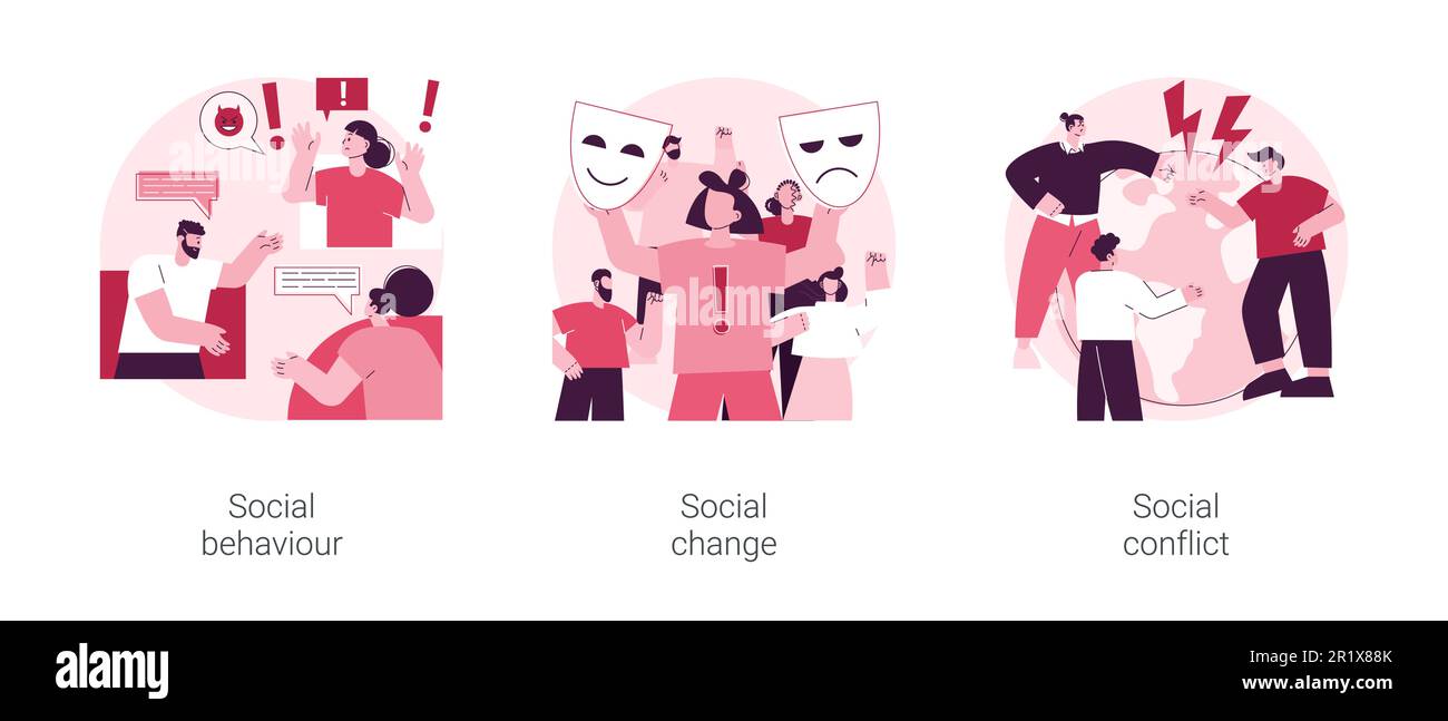 Social activity abstract concept vector illustration set. Social ...