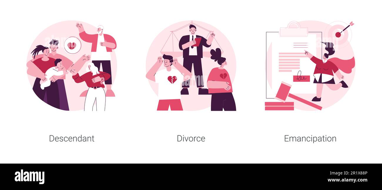 Family roles abstract concept vector illustration set. Descendant and ...