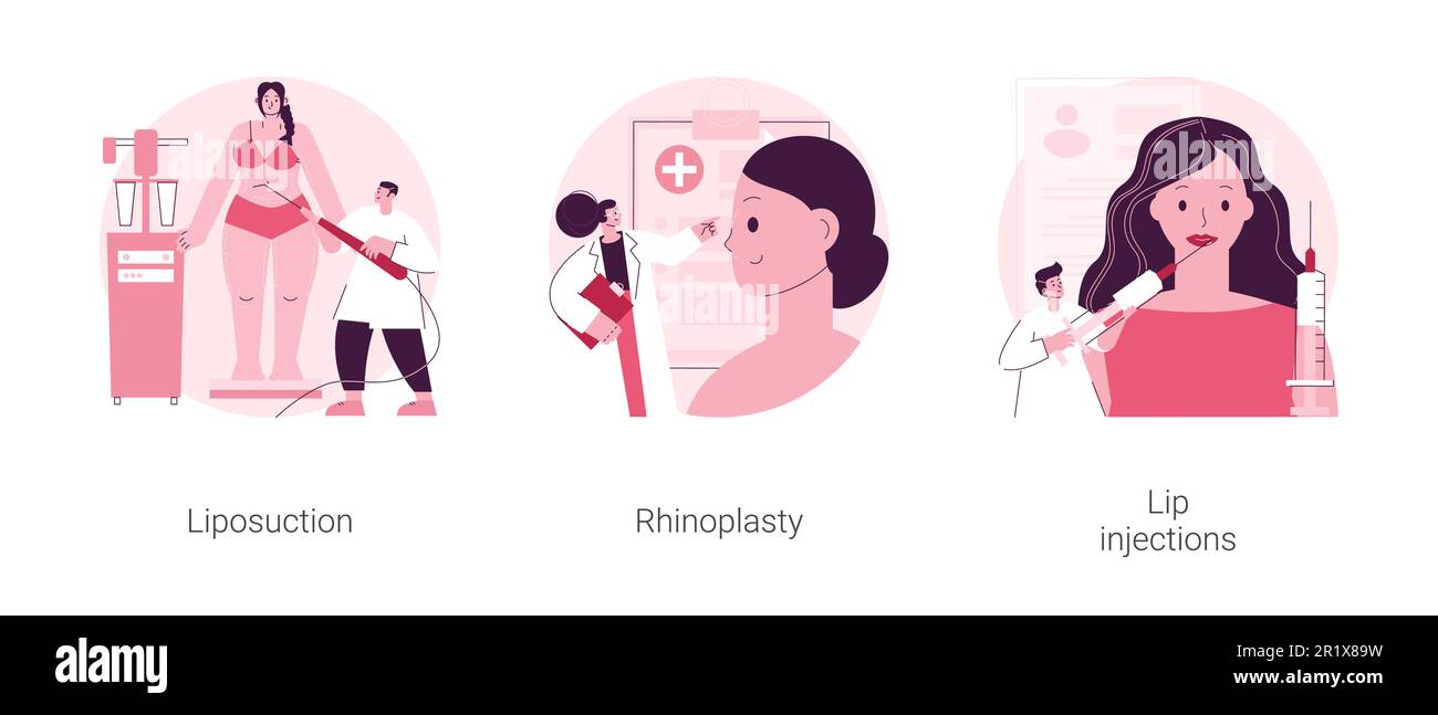 Beauty procedures abstract concept vector illustration set. Liposuction ...