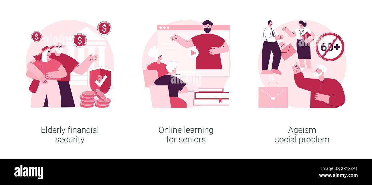 Older people lifestyle abstract concept vector illustration set ...