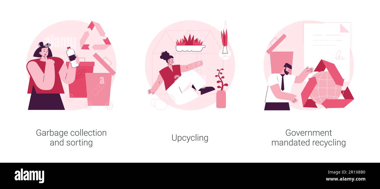 Waste collection and recycling problems abstract concept vector ...