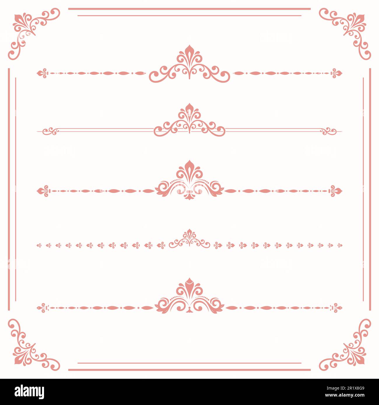 Vintage set of vector decorative elements. Horizontal separators in the ...