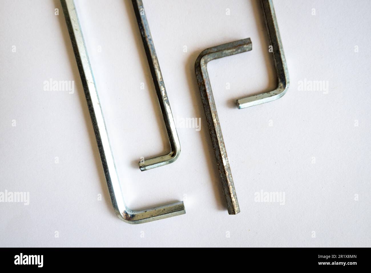 Allen Keys, also known as Hex keys, isolated on white background. Shot ...