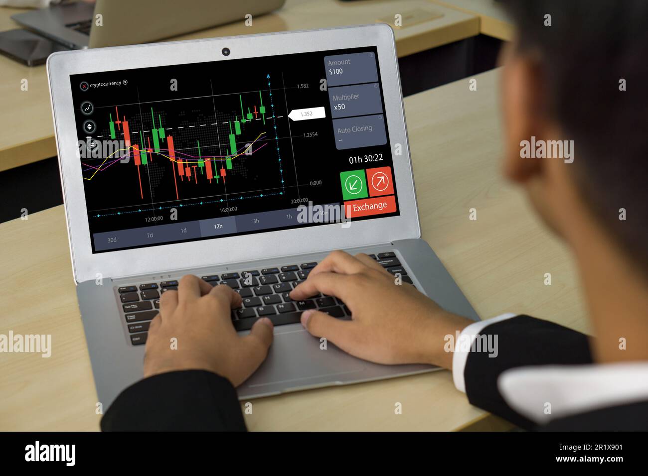 Young businessman planning and strategy, Stock market, trader working ...