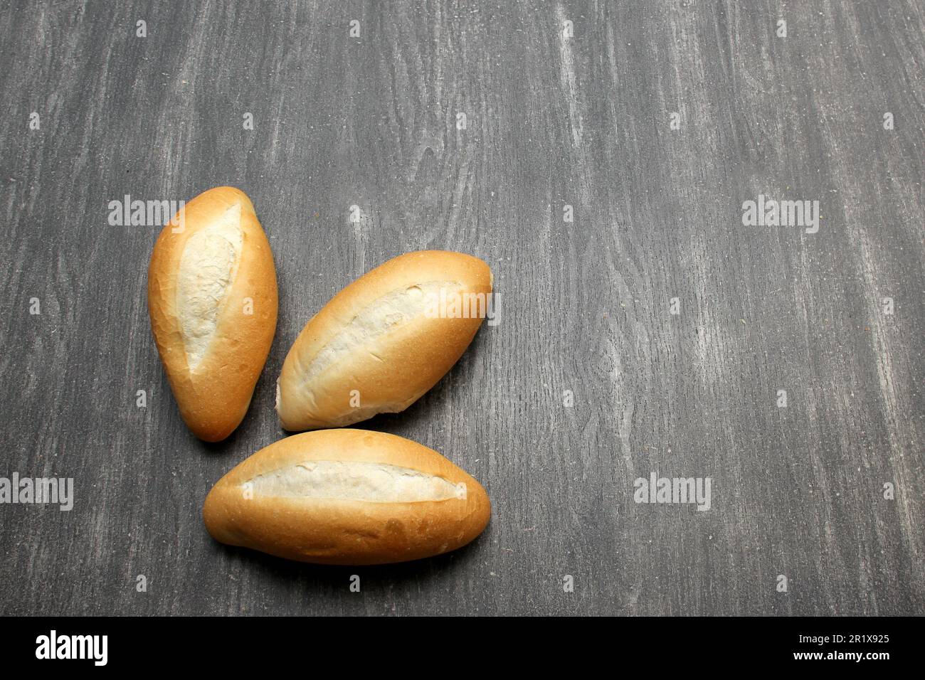 Delicious, fluffy, hot, crispy Mexican bread, bolillo white bread, loaf ...